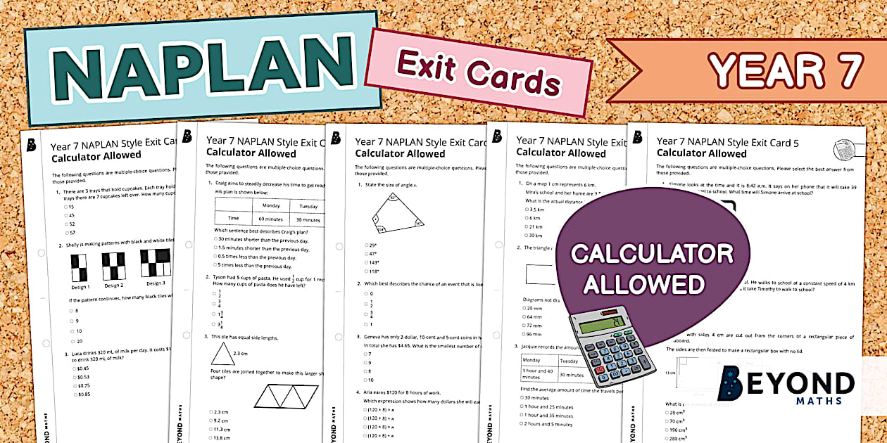 NAPLAN Year 7 Calculator Exit Cards