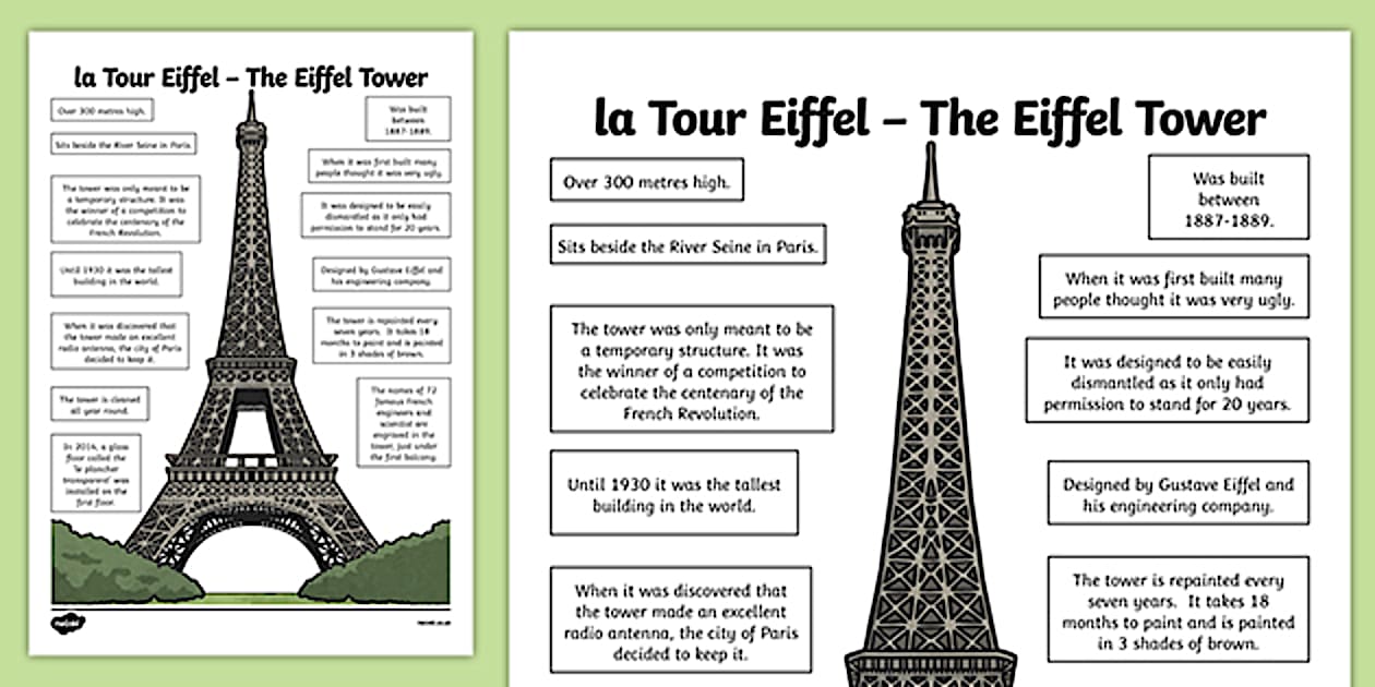 Editable Eiffel Tower Fact Sheet (teacher made) - Twinkl
