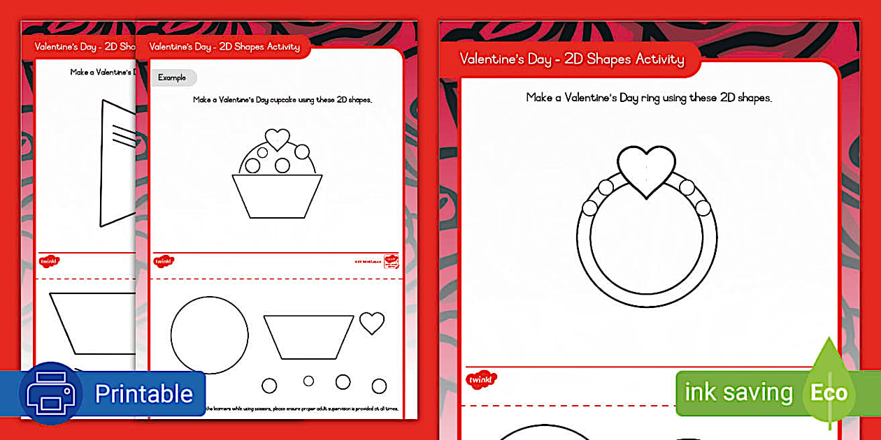 Grade 2 Valentines Day 2D Shapes Activities
