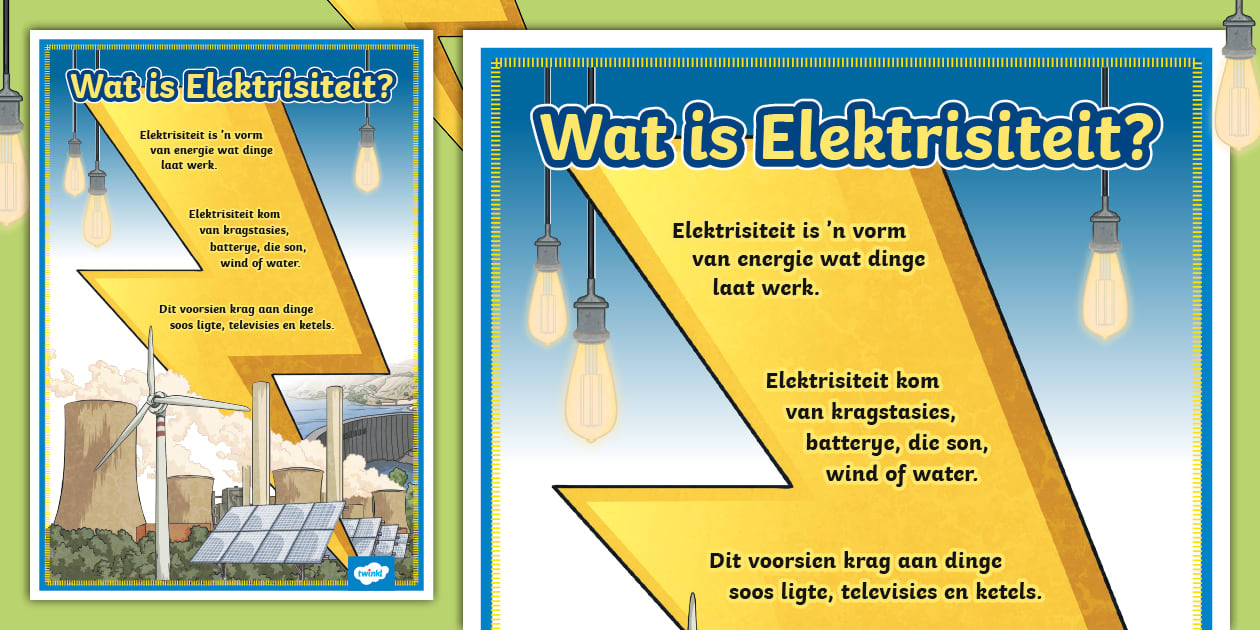 Wat is Elektrisiteit-Plakkaat-Graad 5 (Teacher-Made)