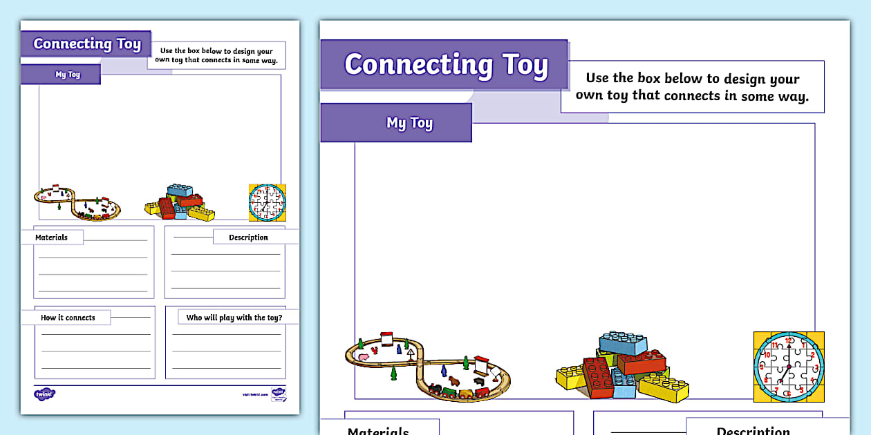 Toys That Connect Design Worksheet (teacher made) - Twinkl