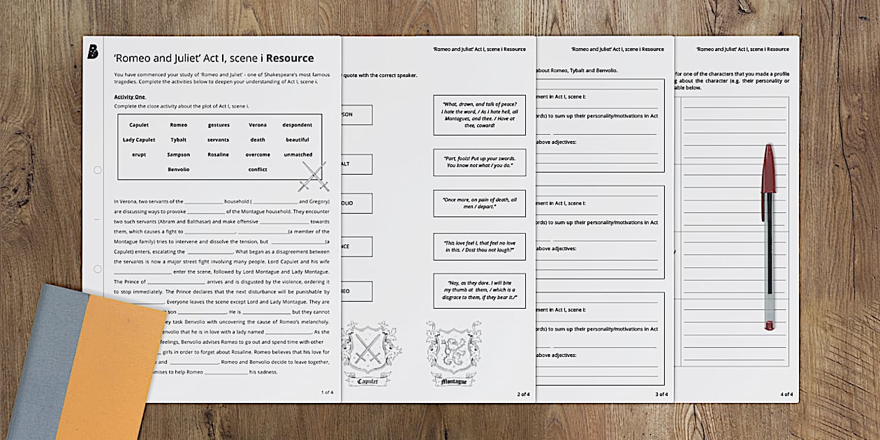 'Romeo and Juliet' Act I, scene i Resource (Teacher-Made)