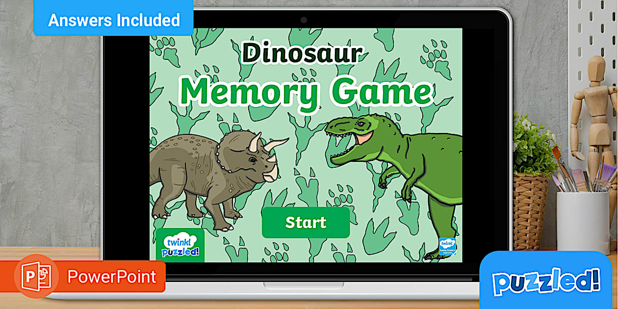 Fun Dinosaur Memory Game Puzzle PowerPoint - Twinkl Puzzled