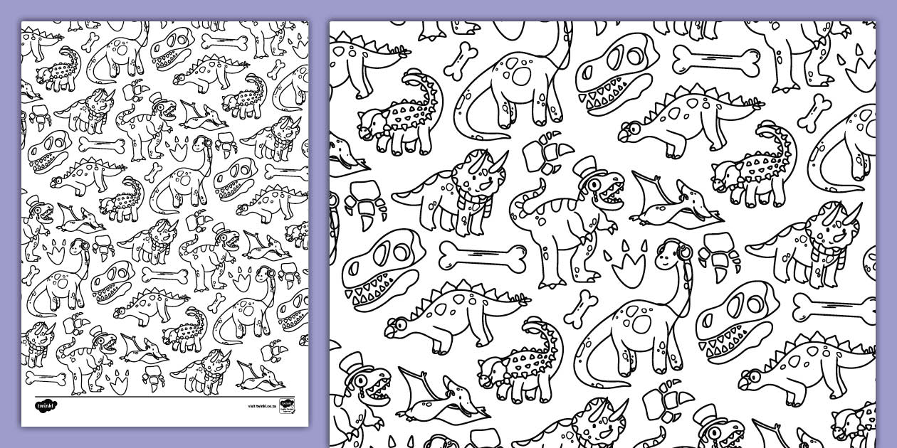 Dinosaur Doodles Pattern Sheet (teacher made) - Twinkl