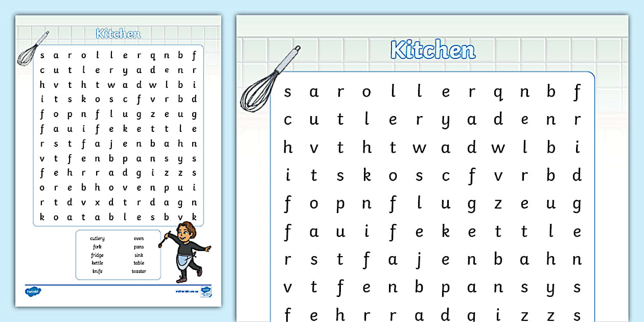 Kitchen Word Search | Twinkl Australia (teacher made)