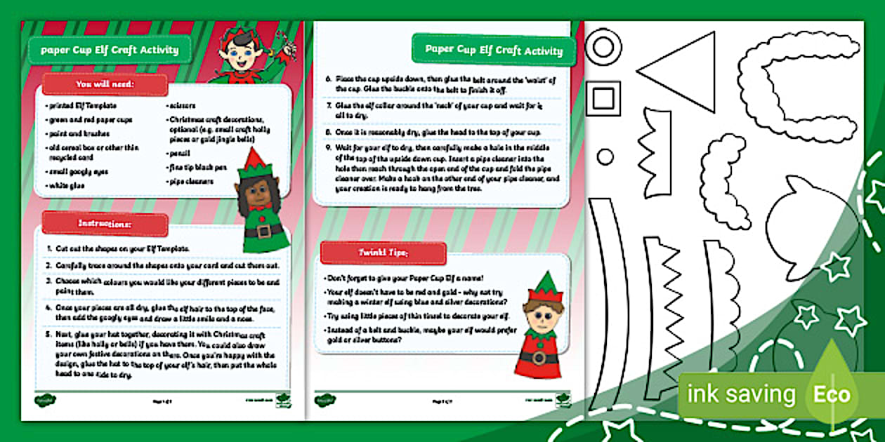 Paper Cup Elf Craft Activity (teacher made) - Twinkl