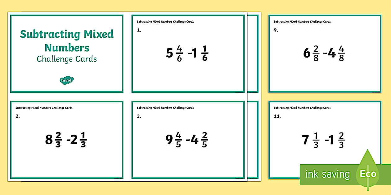 Subtracting Fractions Challenge Cards - Math Resources