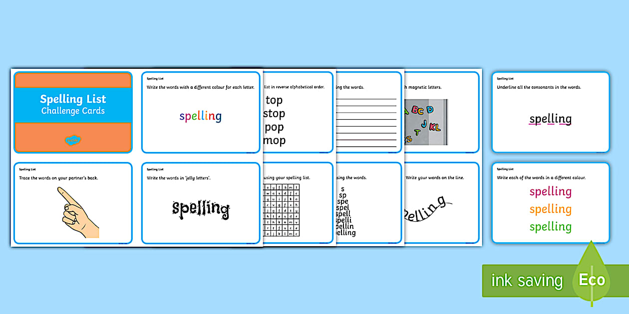 Editable Spelling Activities Challenge Cards - Twinkl