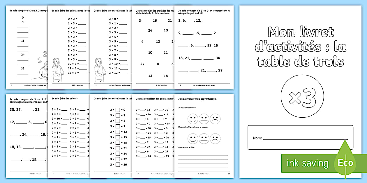 Livret d'activités : La table de 3 - Twinkl