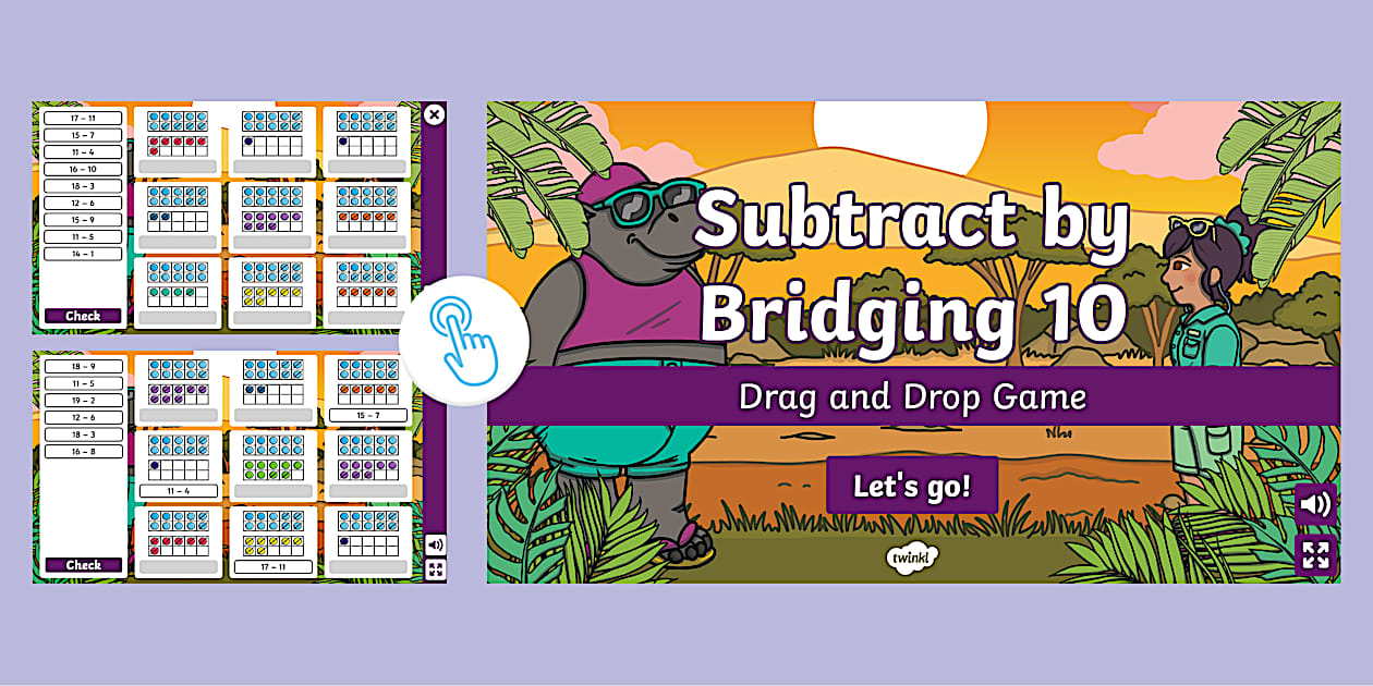 👉 Subtract by Bridging 10 KS1 Maths Drag and Drop Game