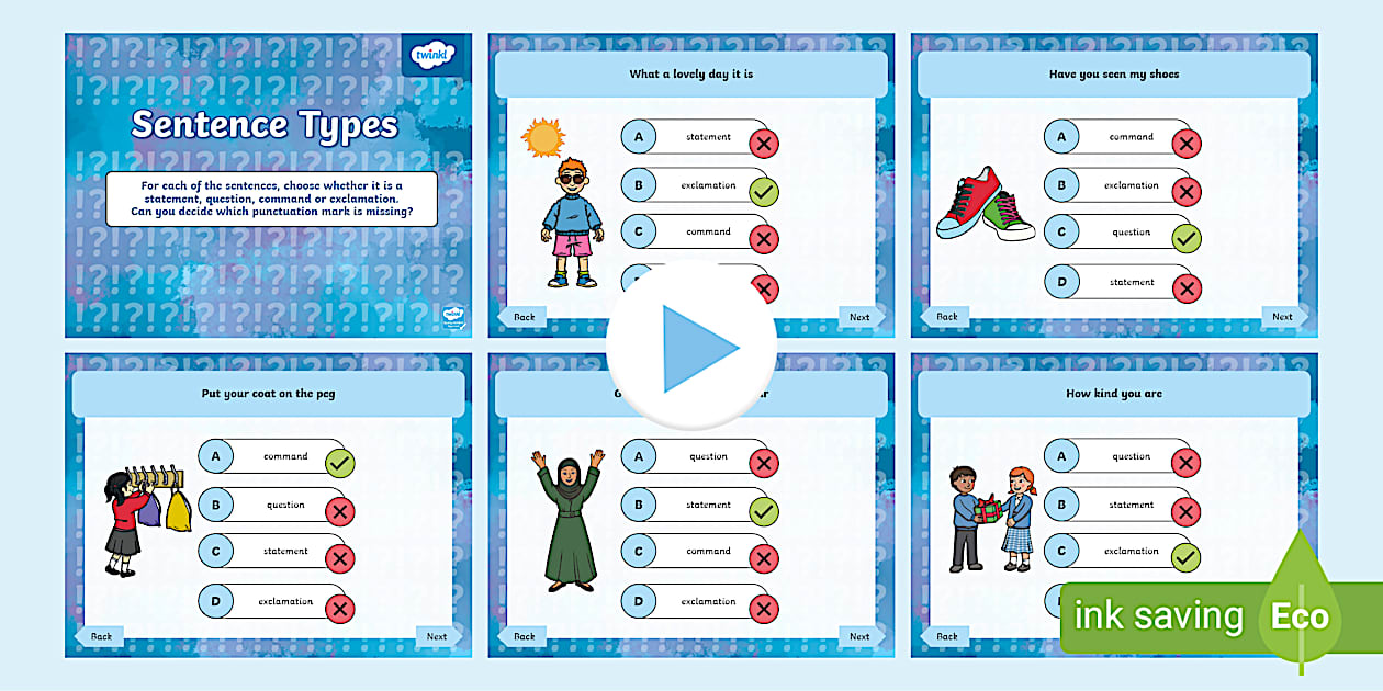 Sentence Types PowerPoint Quiz (teacher made) - Twinkl