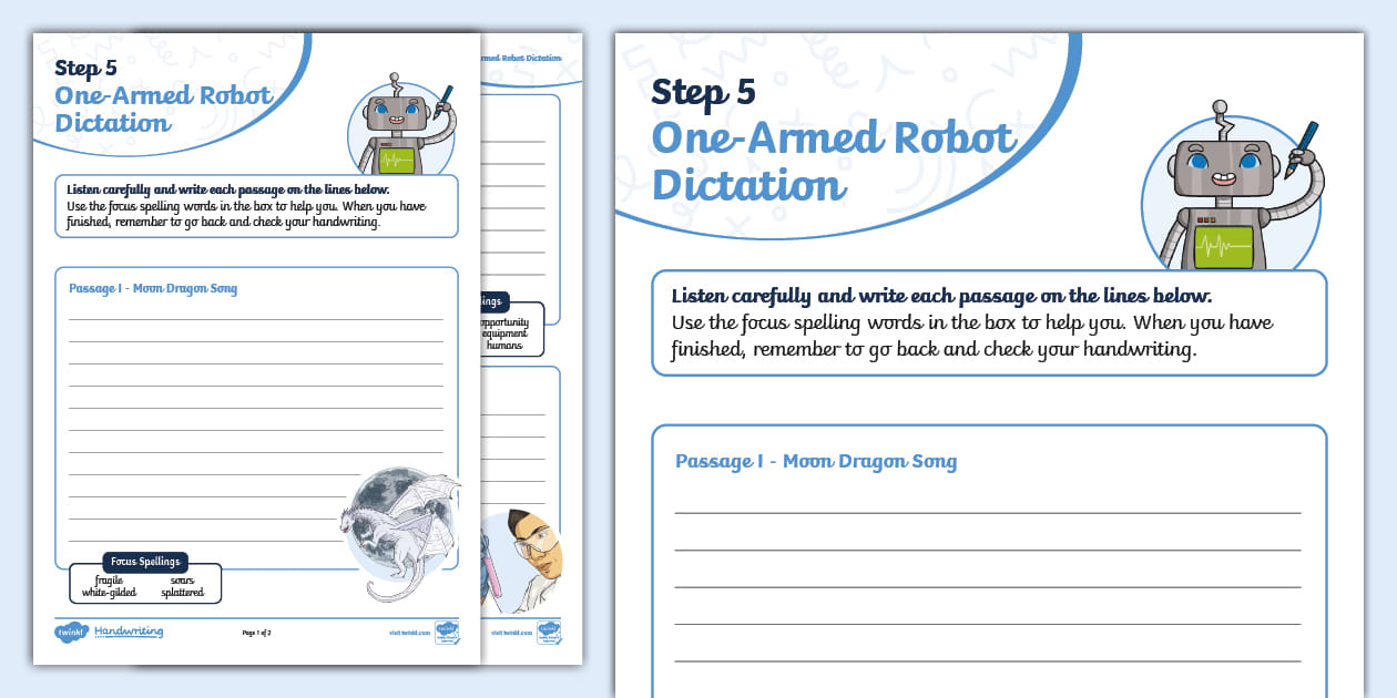 Step 5 One-Armed Robot Dictation (teacher made) - Twinkl