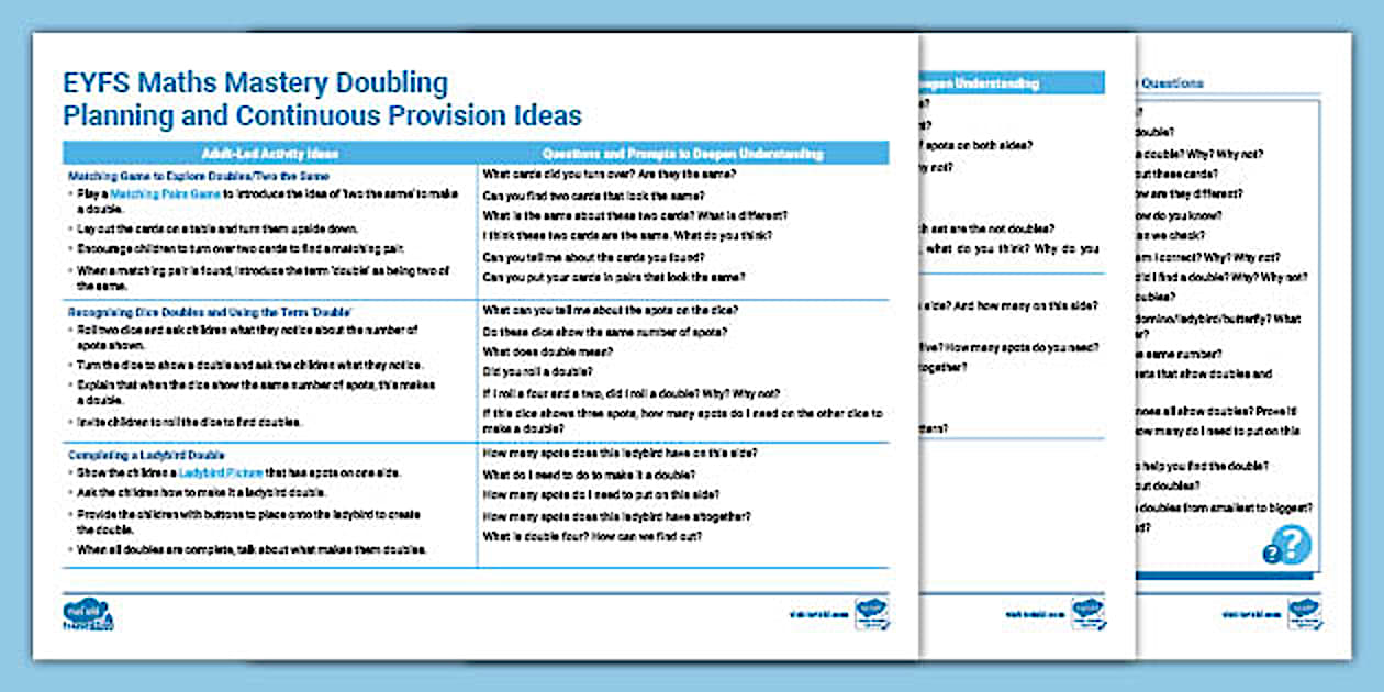 EYFS Doubles to 10 Planning and Continuous Provision Ideas EYFS Doubles to 10 Planning and Continuous Provision Ideas