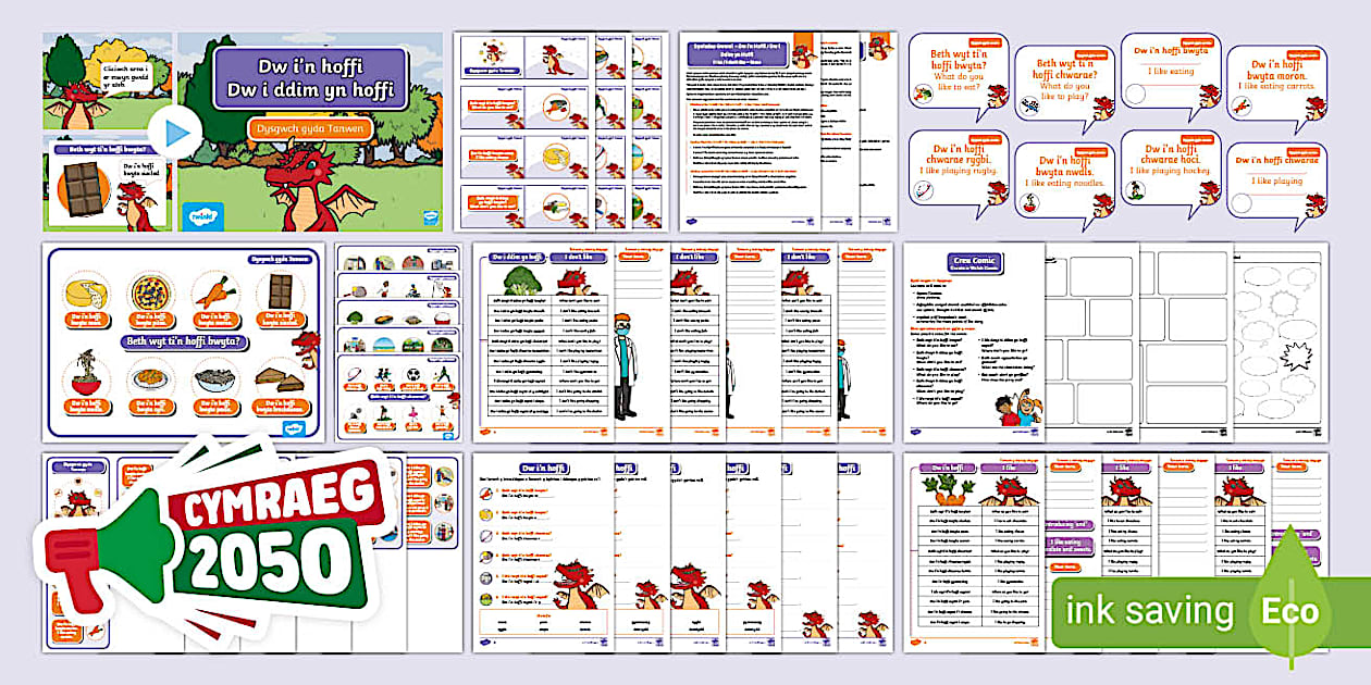 Learn Welsh with Twinkl: Dw i'n Hoffi Dw i Ddim yn Hoffi Lesson Pack