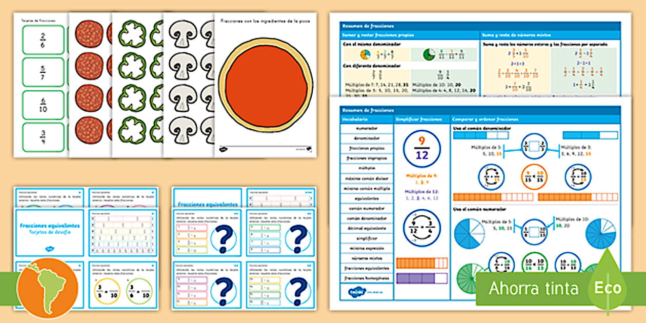 Pack de recursos: Fracciones (Teacher-Made) - Twinkl