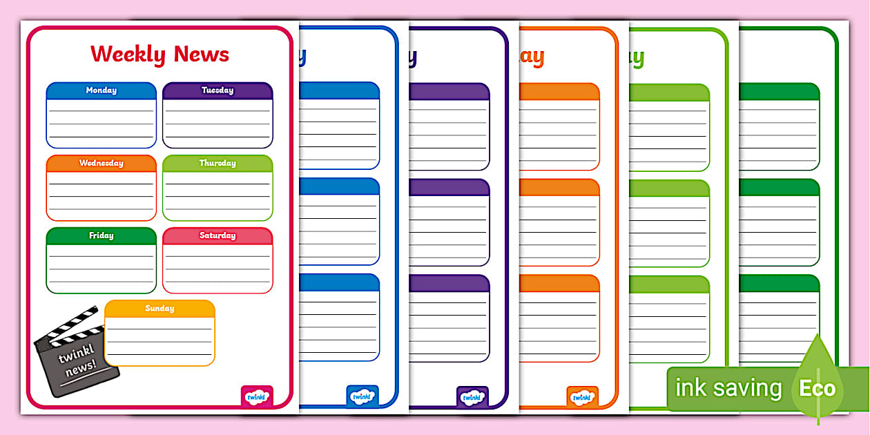 Weekly News Planning Template Activity Sheet - Twinkl