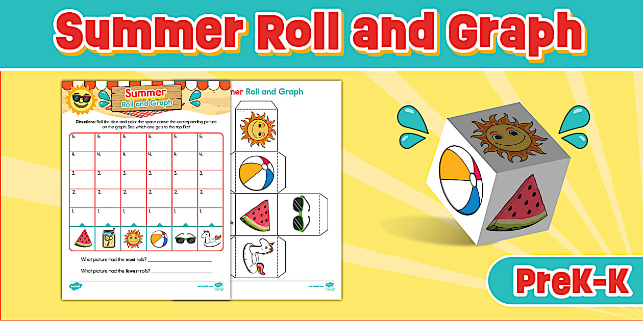 Summer Roll and Graph Worksheet for PreK-K