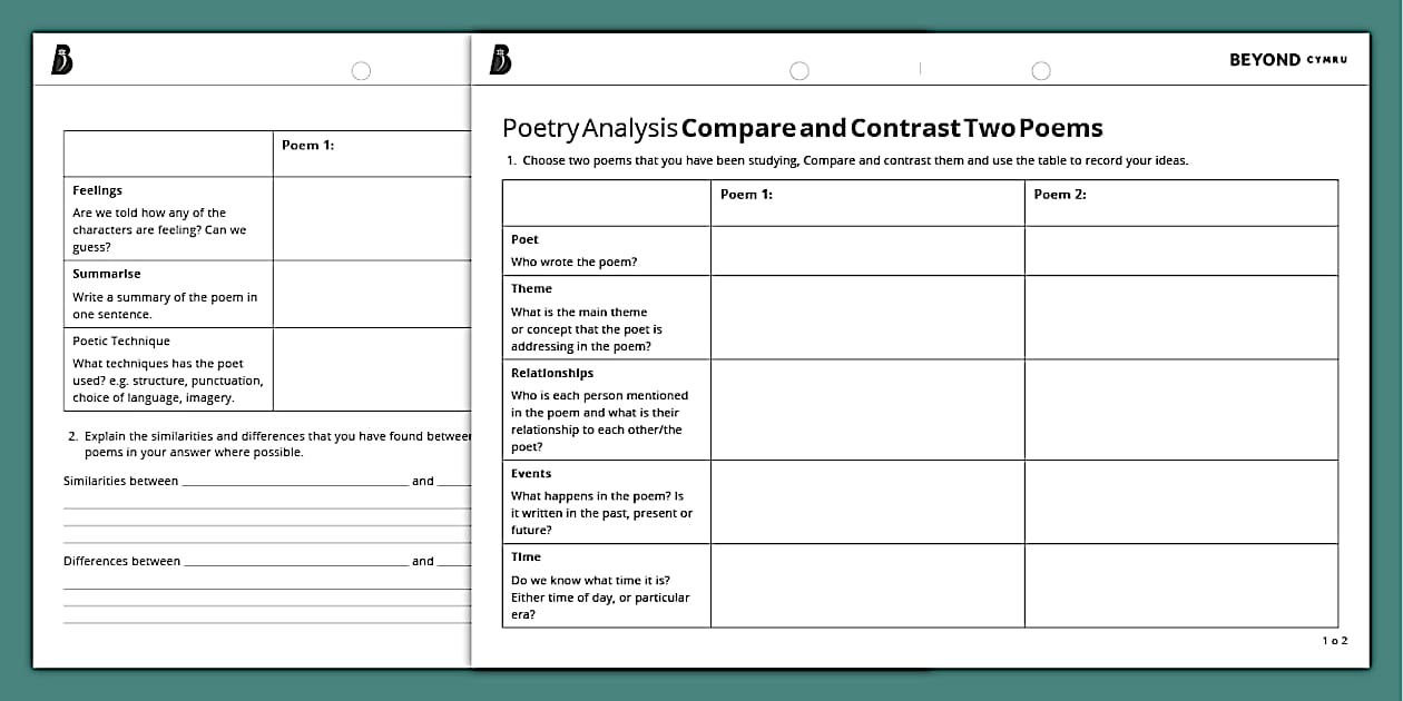 Poem Analysis: Compare and Contrast Two Poems