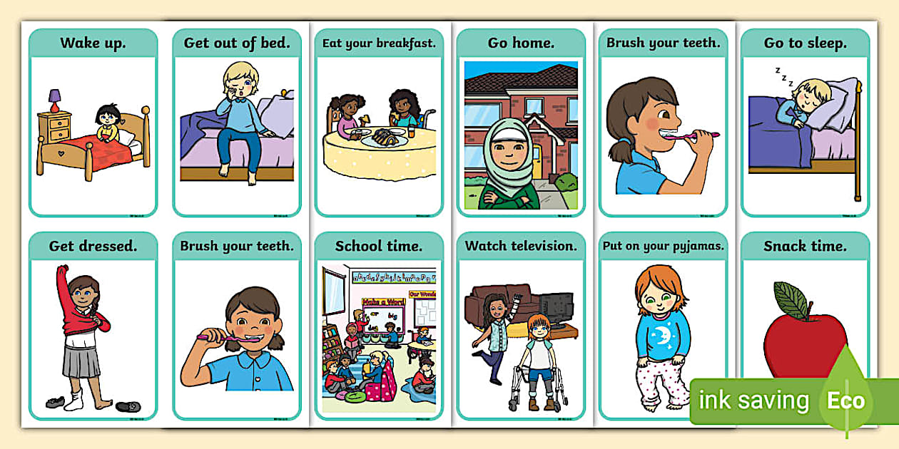 Daily Routine Cards (Girls) - Twinkl