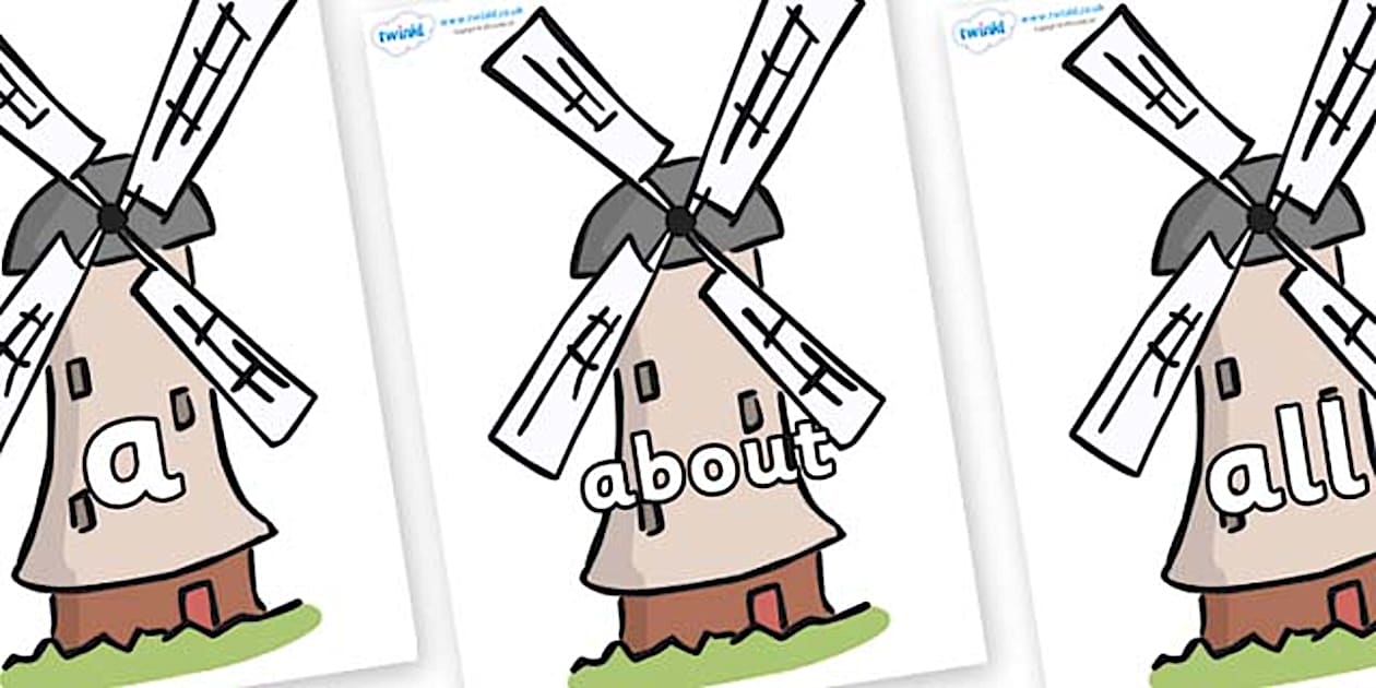 Cursive 100 High Frequency Words on Windmills (teacher made)