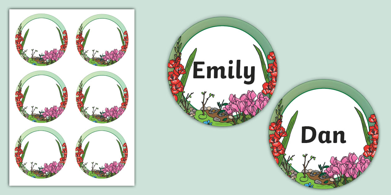 Garden Themed Circle Name Labels (teacher made) - Twinkl
