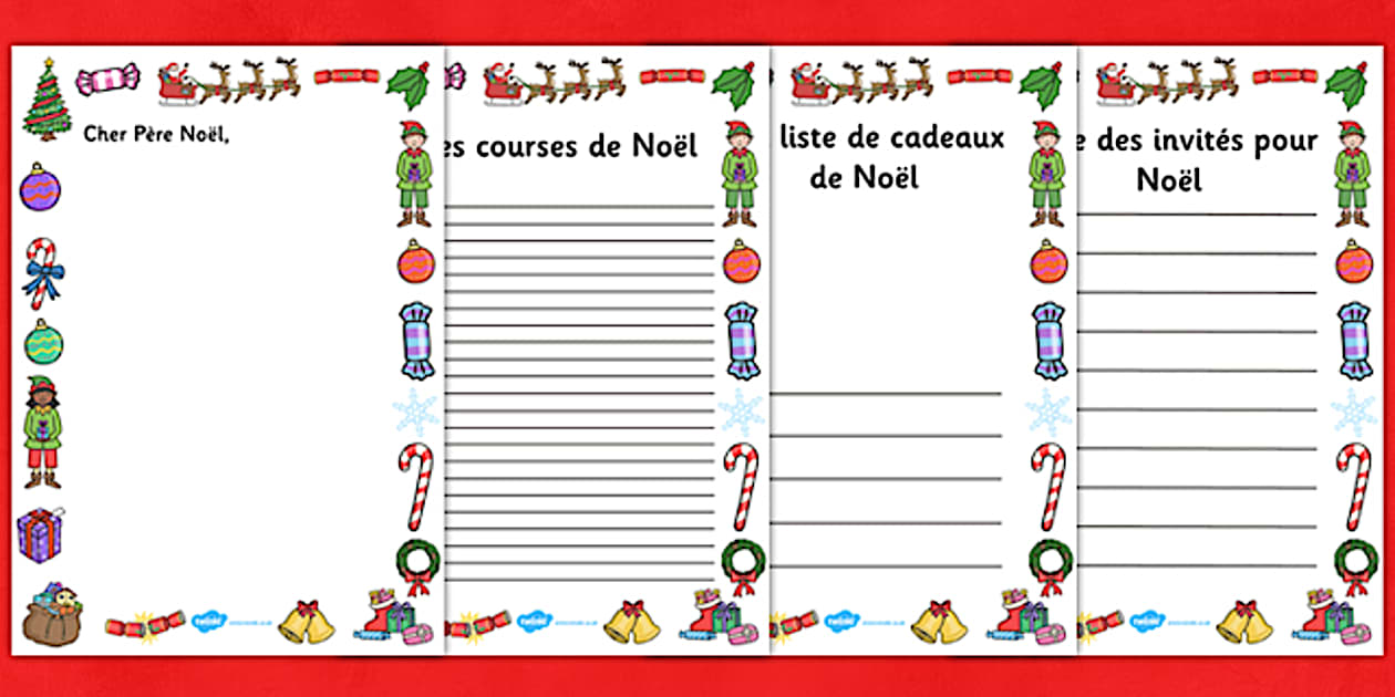 Christmas Role Play Writing Borders French (teacher made)