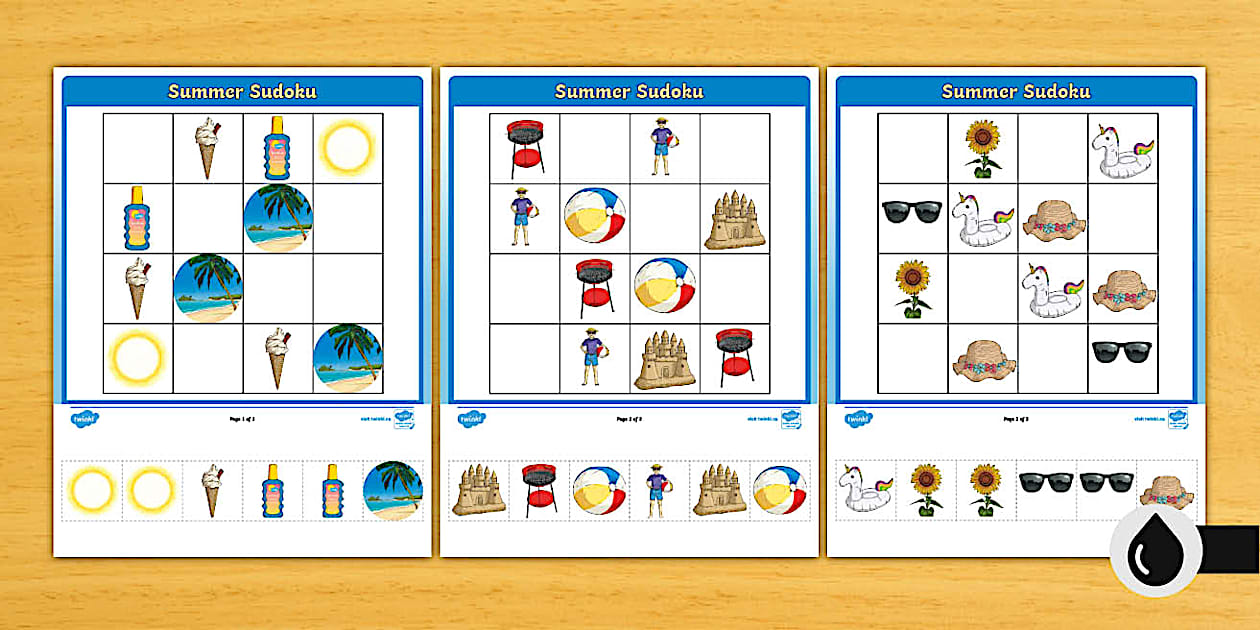 Summer-Themed Sudoku (teacher made) - Twinkl