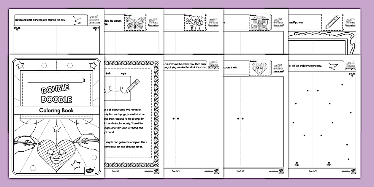 Two-Handed Doodle Coloring Book (teacher made) - Twinkl