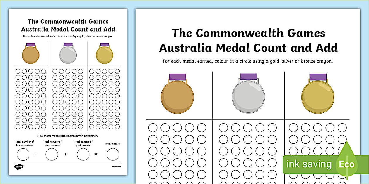 Australian Commonwealth Games Medals Worksheet | Twinkl