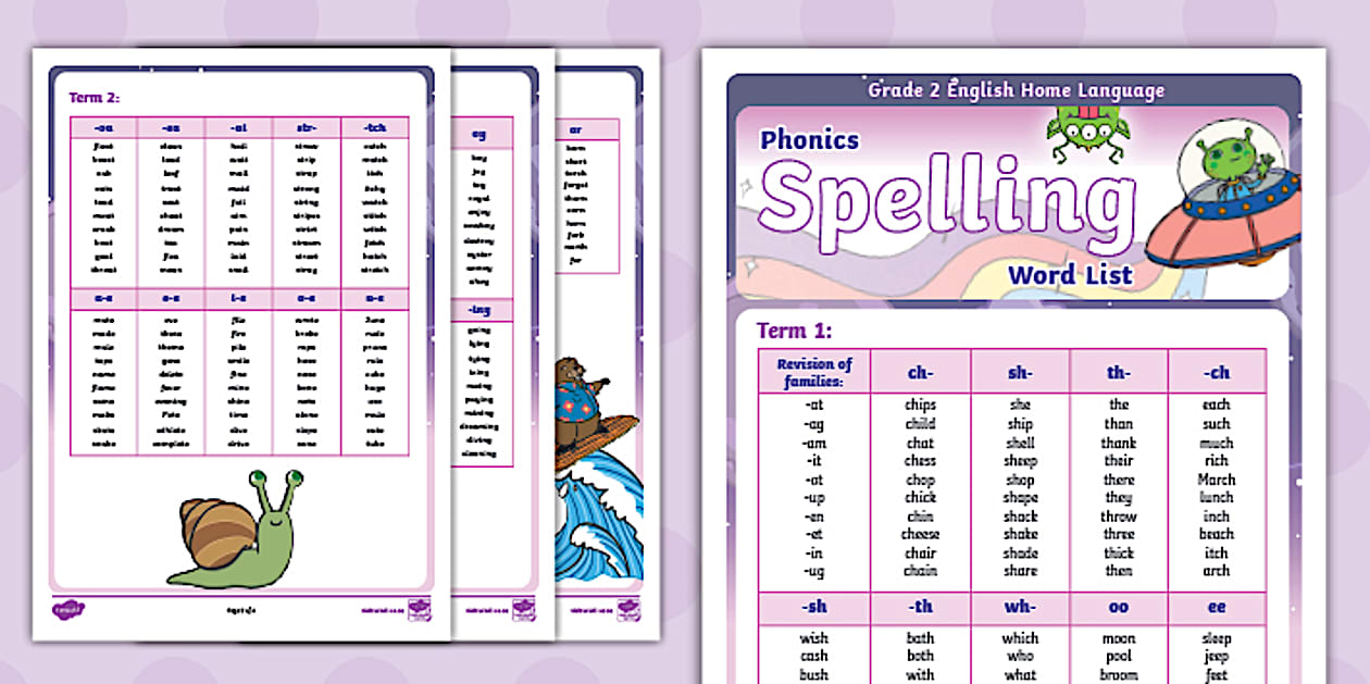 Grade 2 Phonics Spelling Word Lists (teacher made) - Twinkl