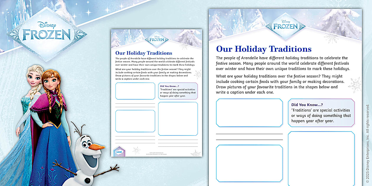 Frozen: Our Holiday Traditions Activity Sheet