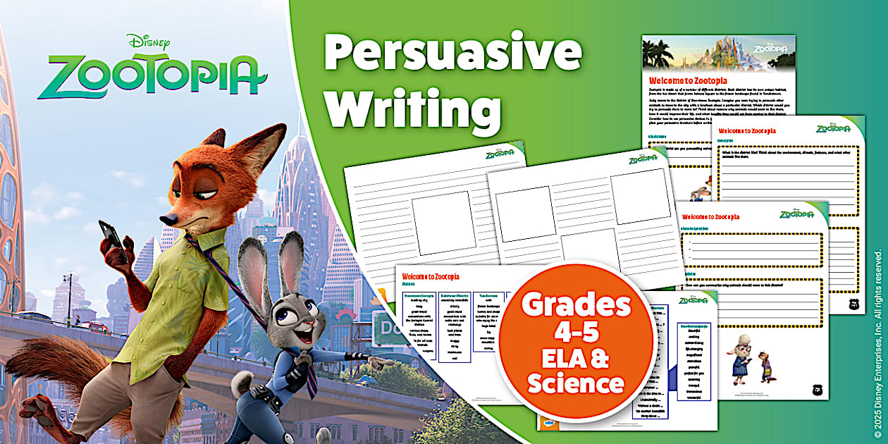 Zootopia: Welcome to Zootopia! Persuasive Writing Brochure