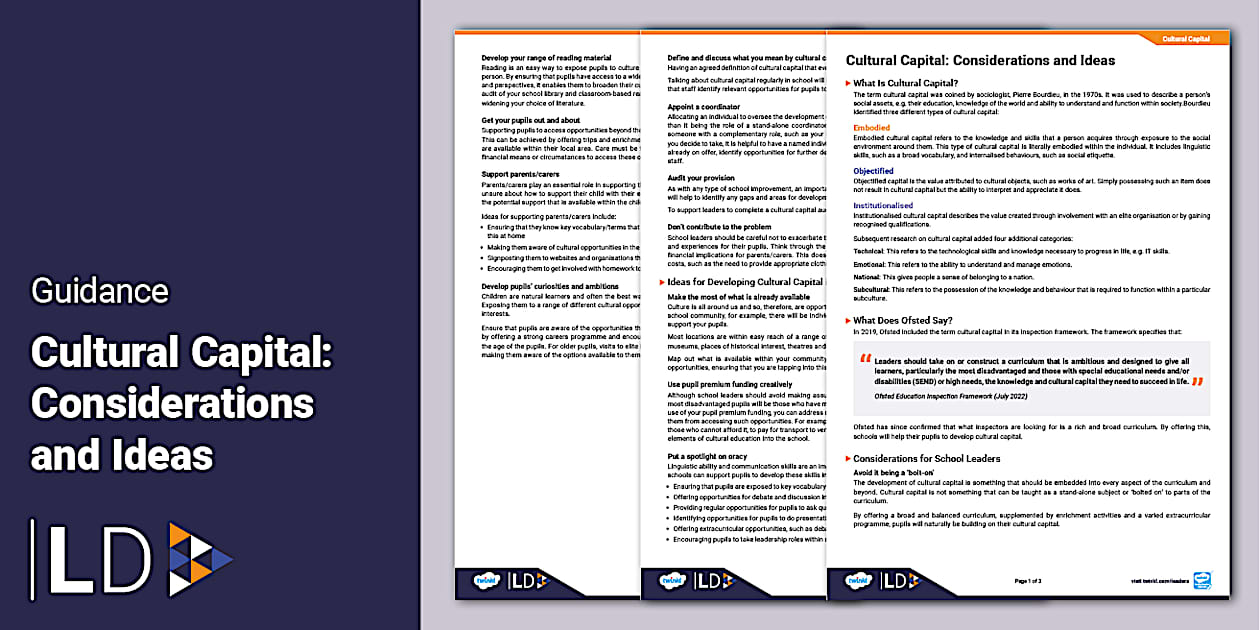 Cultural Capital Guidance: Considerations and Ideas