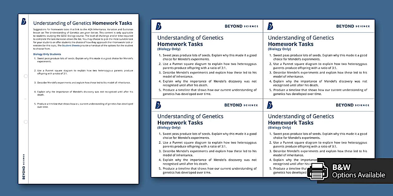 Understanding of Genetics Homework and Revision Tasks