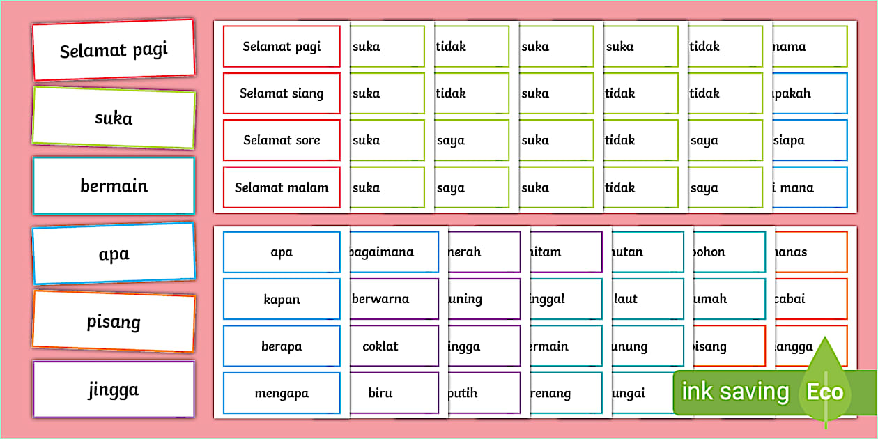 Millie si Monyet Indonesian Word Cards (teacher made)