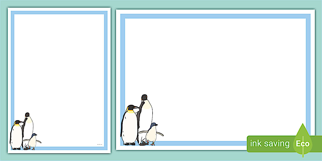 Simple Blank Raft of Penguins Page Border | Printable File