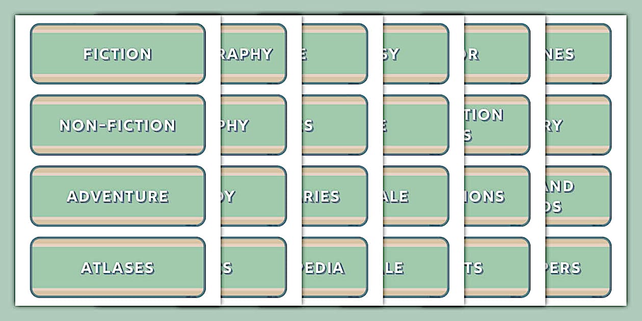 3D Effect Book Genre Library Labels (teacher made) - Twinkl