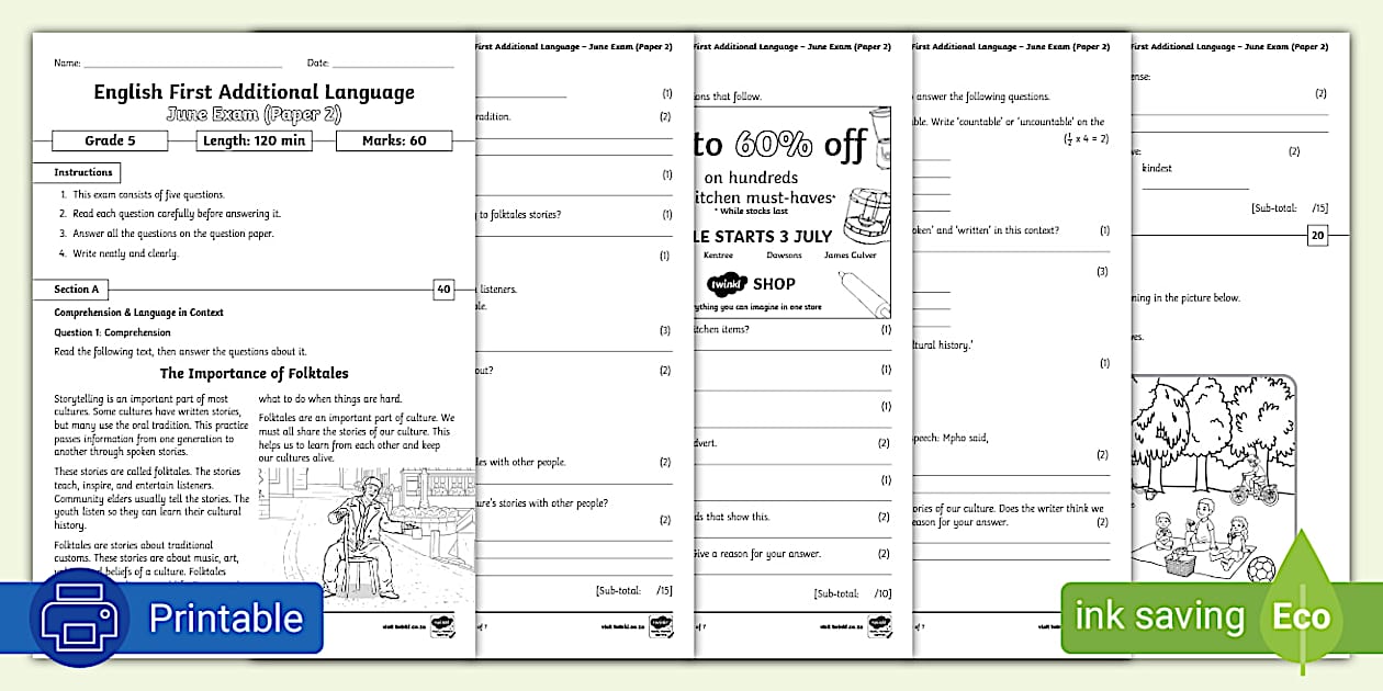 Grade 5 English FAL Exam Papers PDF - Intermediate Phase