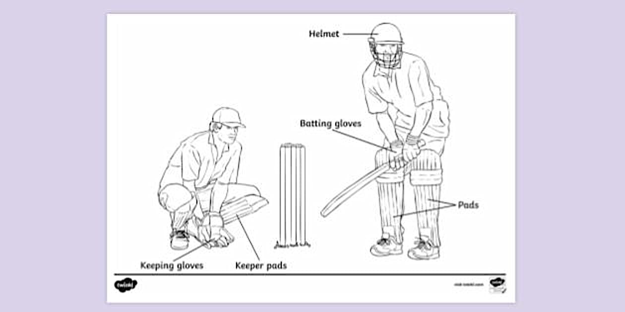 Cricket Players Colouring Sheet | Colouring Sheets - Twinkl