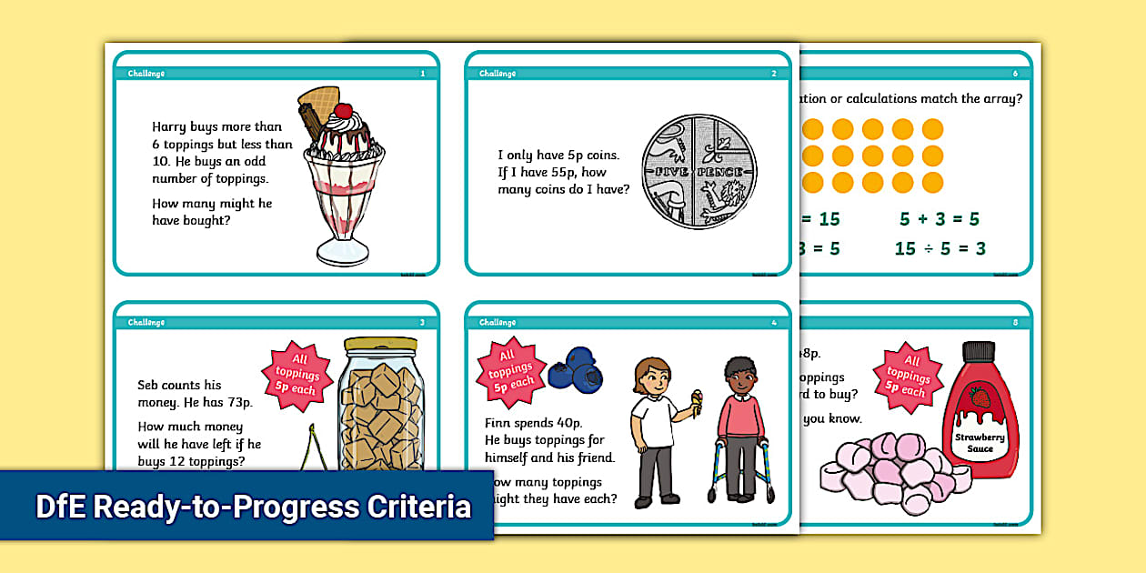 👉 Dividing by 5 Year 2 PlanIt Maths Challenge Cards Mastery