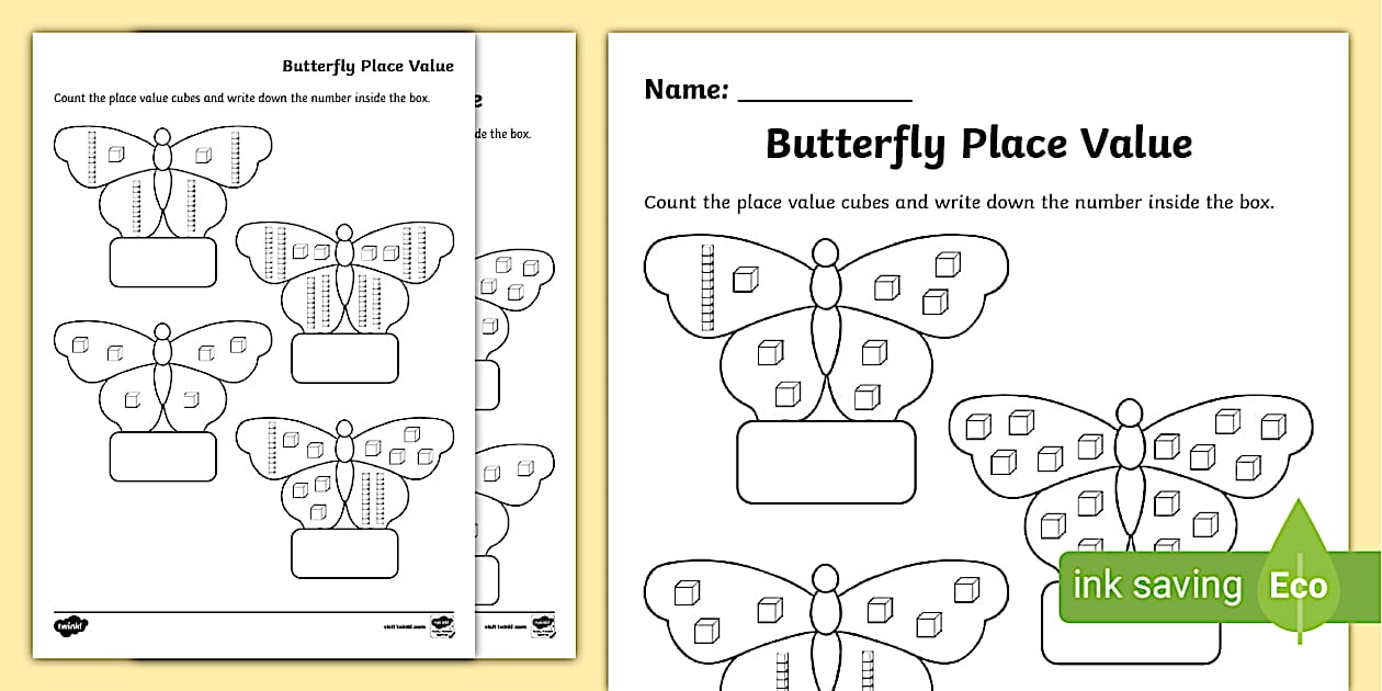Butterfly Place Value Activity Sheet