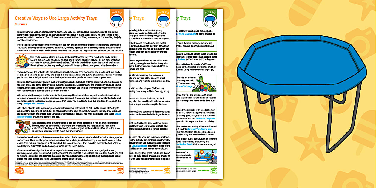 EYFS Ages 0-5 Summer Large Activity Trays Planning Pack