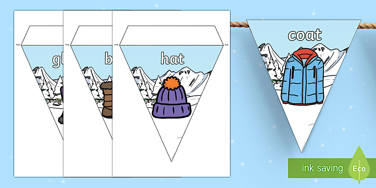 Winter Clothing Display Bunting (teacher made) - Twinkl