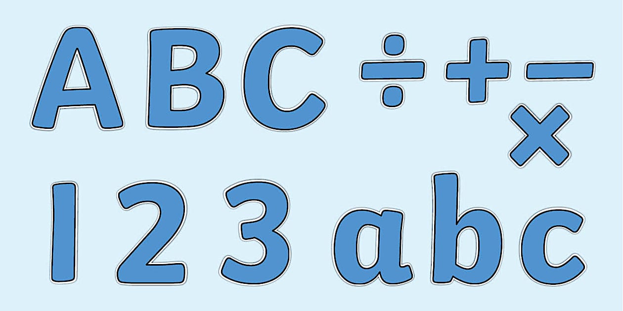 Cursive Display Lettering & Symbols (Pastel Blue)