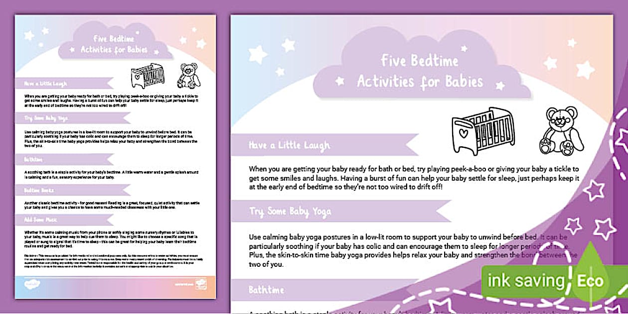 Five Bedtime Activities for Babies (teacher made) - Twinkl