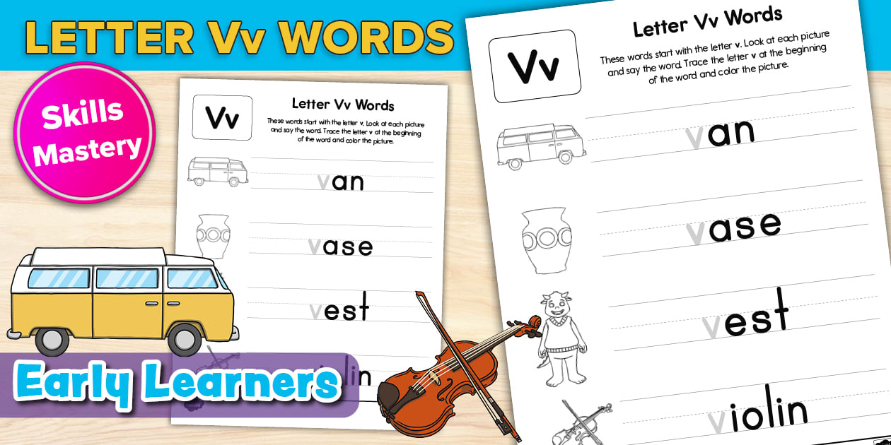 Letter Vv Words: Letter Recognition Worksheet for PreK-K