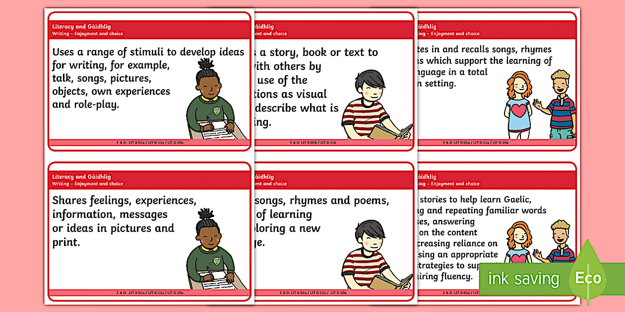 CfE Benchmarks Early Level Literacy and Gaidhlig Display Cards