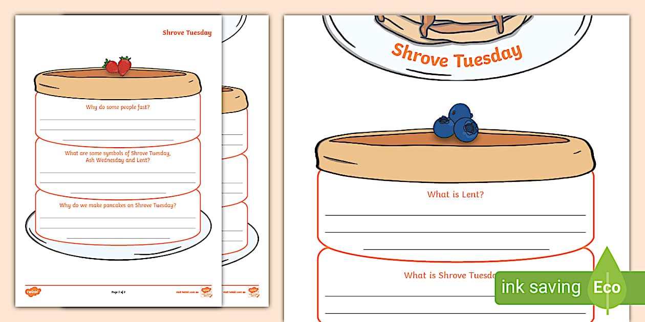 Shrove Tuesday Pancake Stack Worksheet (teacher made)