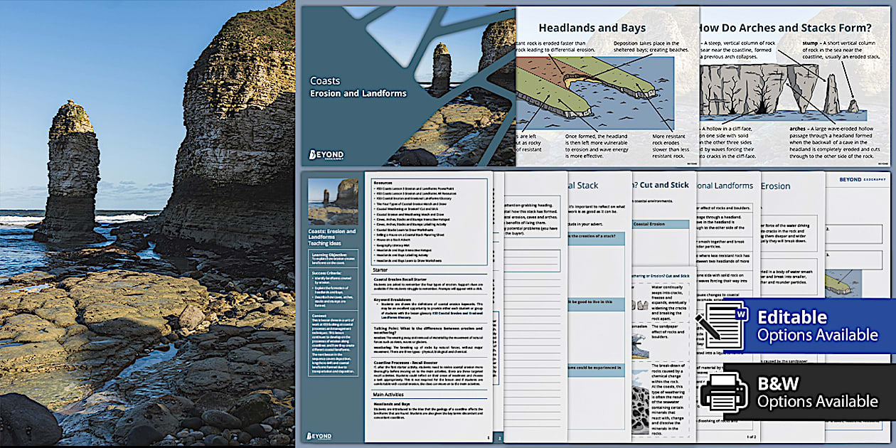 KS3 Coasts Lesson 3: Erosion and Landforms (teacher made)