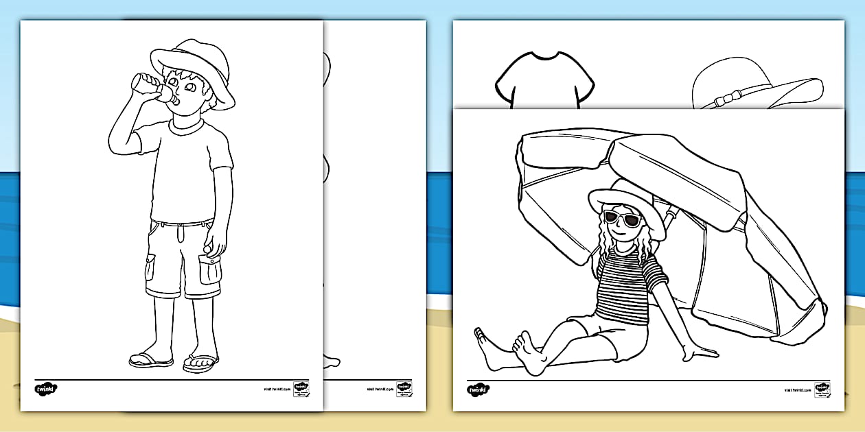 Sun Safety Coloring Sheets | Learning Resources | Twinkl USA